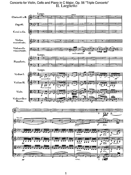 Triple Concerto 2. Largo (attacca) (full score) - Keman, Çello, Piyano ...
