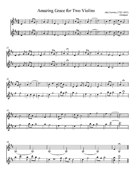 Amazing Grace Violin duet - Keman, Keman - Notalar - Cantorion, Notalar ...